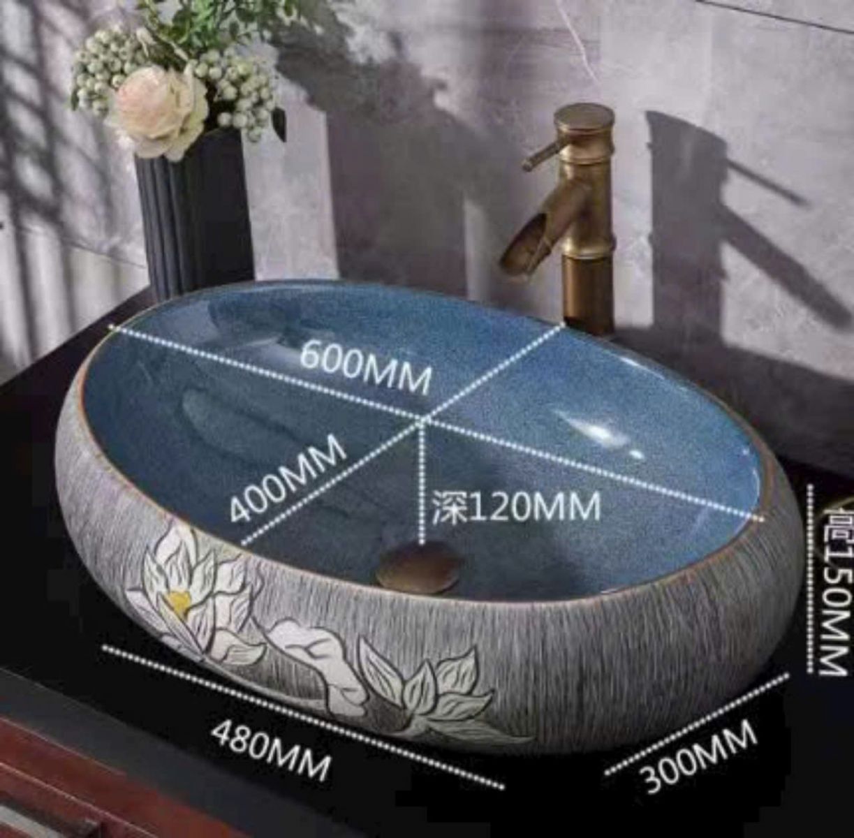 Chậu rửa mặt đặt bàn màu xanh xám HD023XX, chau-chan-dung-mau-den, chau-dat-san-mau-den, chau ...